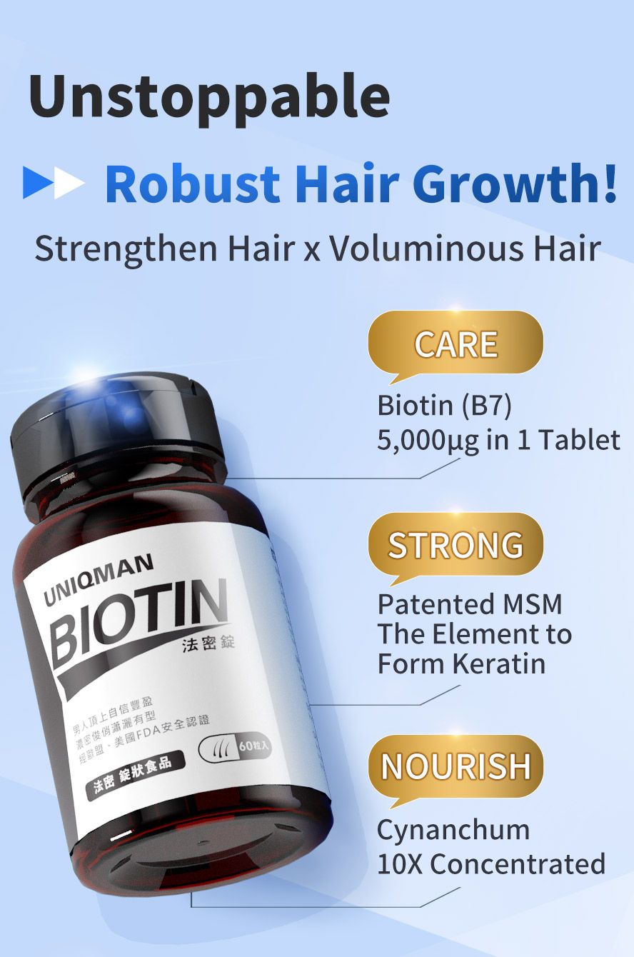 UNIQMAN Biotin Tablets (60 tablets/bottle) + Chelated Zinc Tablets (60 ...